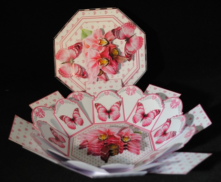 Pink orchids with 3D butterflies exploding box card - CUP907734_20842 ...