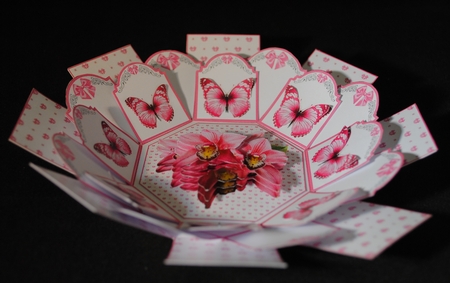Pink orchids with 3D butterflies exploding box card - CUP907734_20842 ...