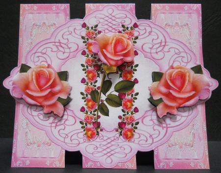 Pink Diamond Strip Card - Coral Roses - CUP416250_66 | Craftsuprint