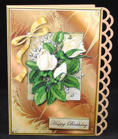 Golden Rose Bouquet on Gold Satin Card Front - CUP492216_1065 ...