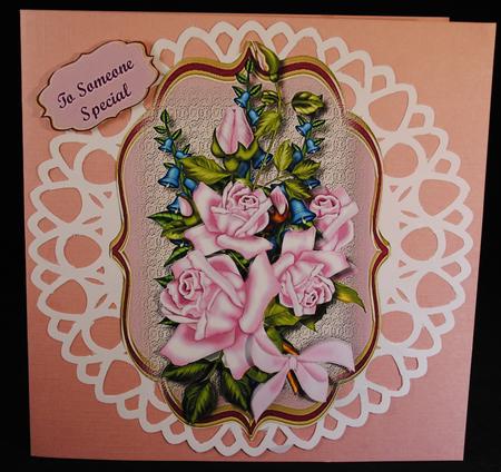 Beautiful Pink Roses with Blue Bells - CUP562924_1398 | Craftsuprint