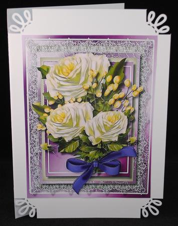 Beautiful White Roses on Lilac Frame - CUP607987_1398 | Craftsuprint