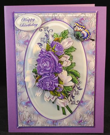 Lilac Rose Bouquet in Oval Dome Card Front - CUP630895_1065 | Craftsuprint