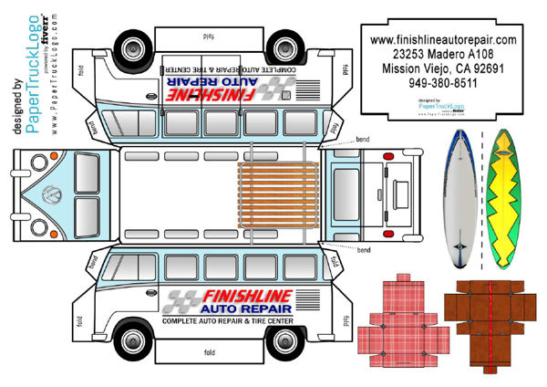 make a papercraft classic VW van with your logo on it - fiverr