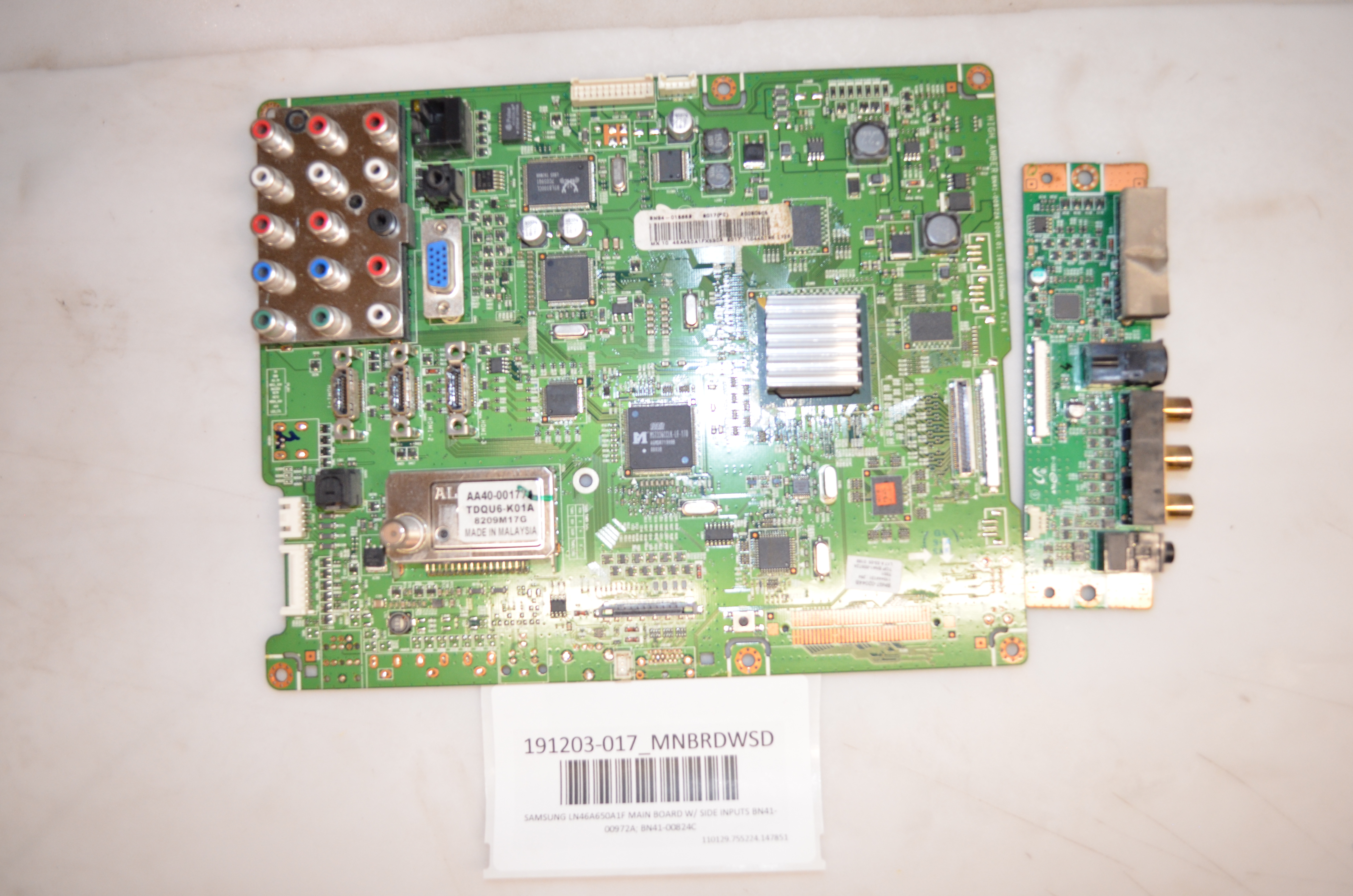 SAMSUNG LN46A650A1F MAIN BOARD W/ SIDE INPUTS BN41-00972A; BN41-00824C ...