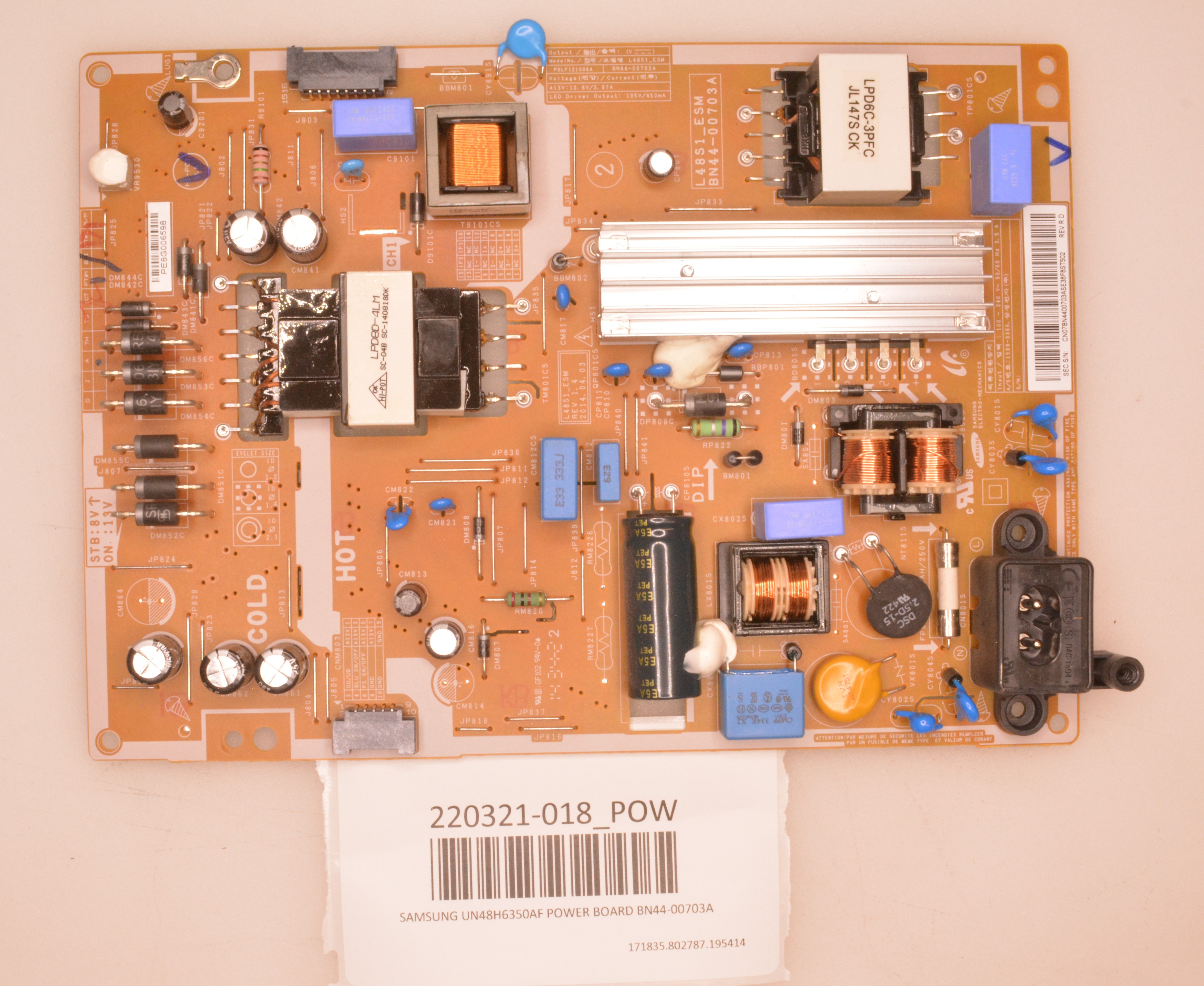 SAMSUNG UN48H6350AF POWER BOARD BN44-00703A | eBay