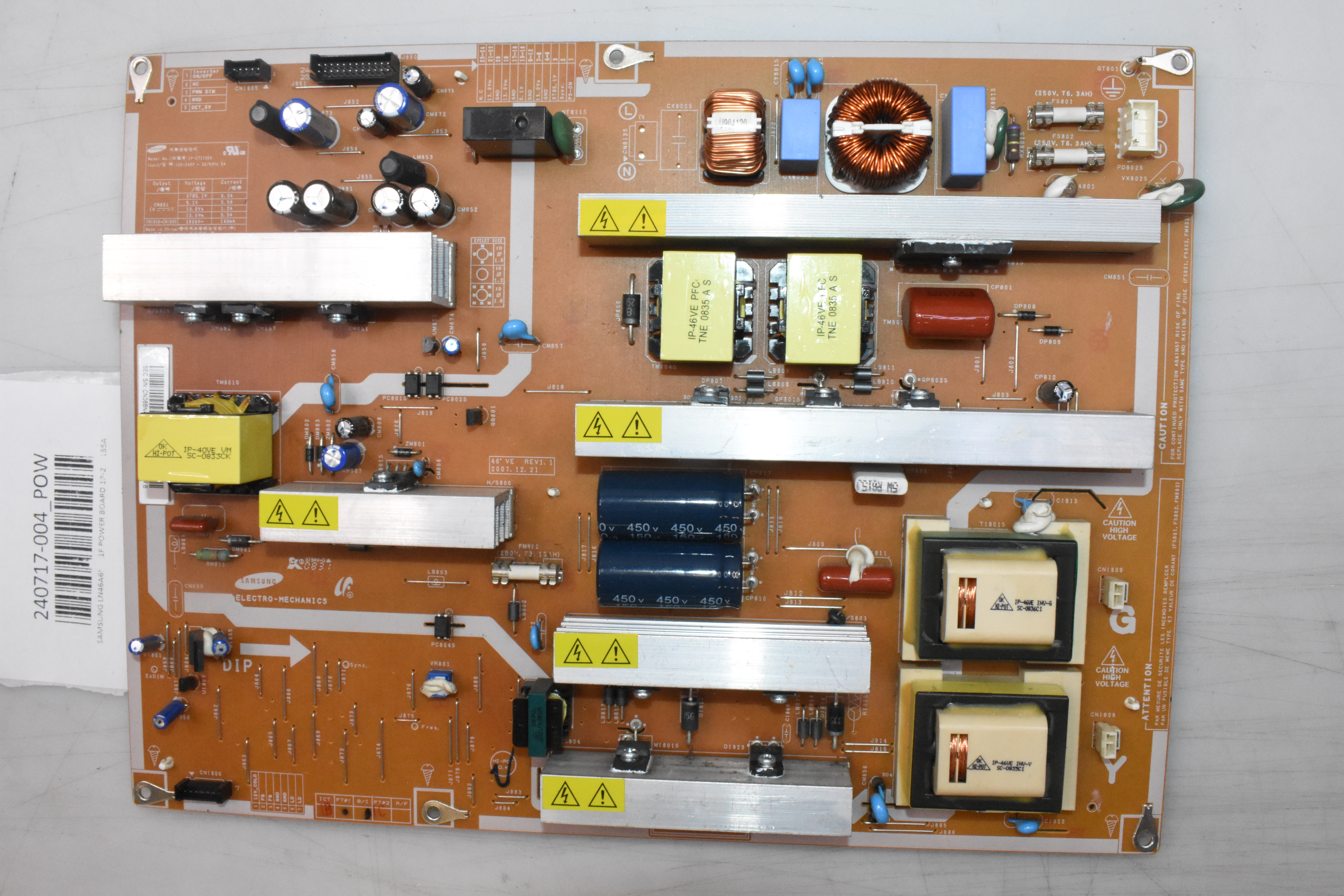 SAMSUNG LN46A650A1F POWER BOARD 1P-271135A | eBay