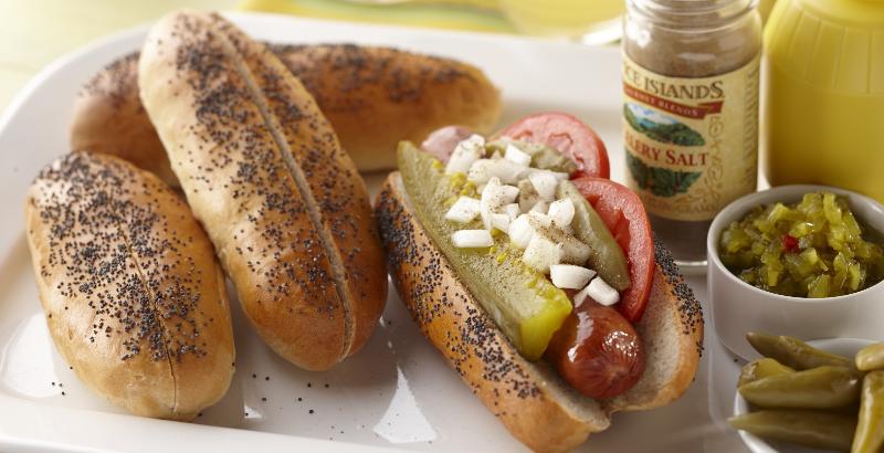 Hot Dog Buns with Chicago Dogs
