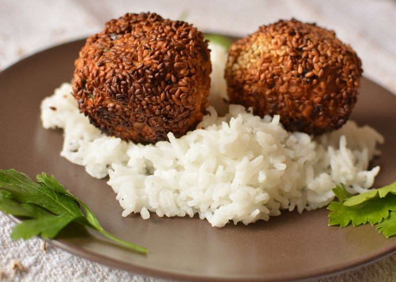 Quick Lentil Falafel with Basmati Rice