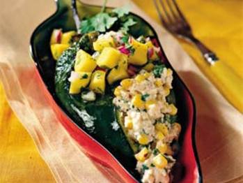 Crab And Goat Cheese Poblanos With Mango Salsa Recipe from MyRecipes on ...