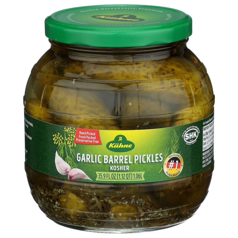 Kuhne Garlic Barrel Pickles, 35.9 Ounce -- 6 per case