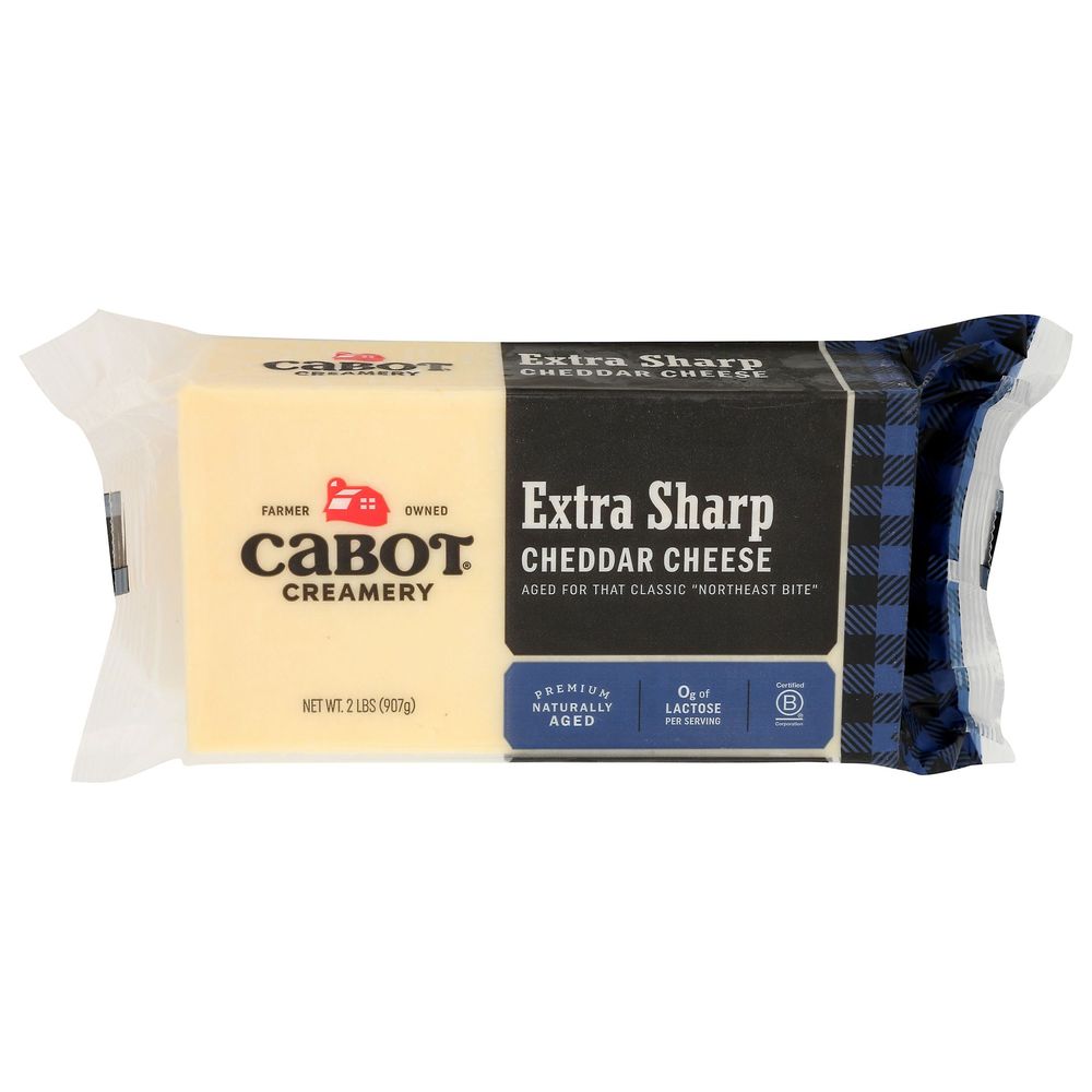 Cabot Extra Sharp Cheddar Cheese Brick, 2 Pound -- 6 per case