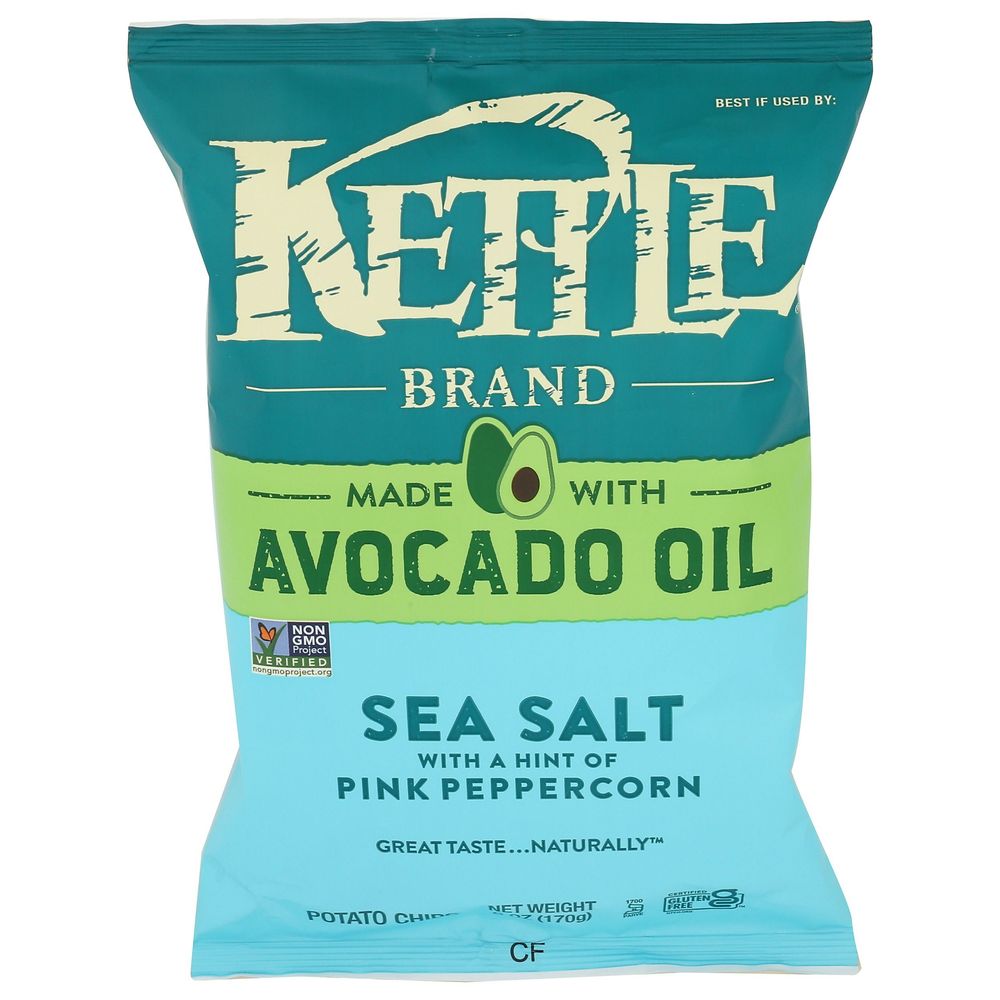 Kettle Sea Salt Pink Peppercorn Avocado Oil Potato Chips 6 Ounce 12