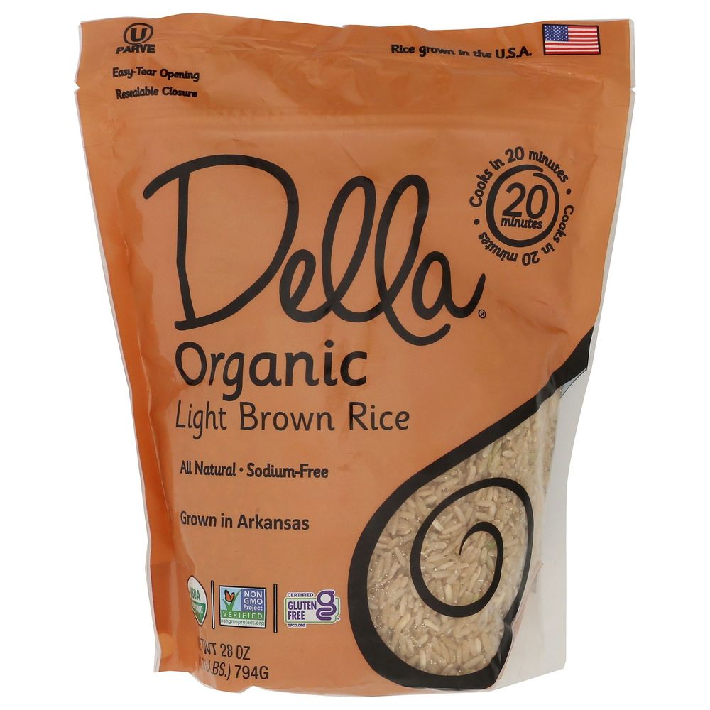 Della Gourmet Organic Long Grain Light Brown Rice, 28 Ounce -- 6 per case