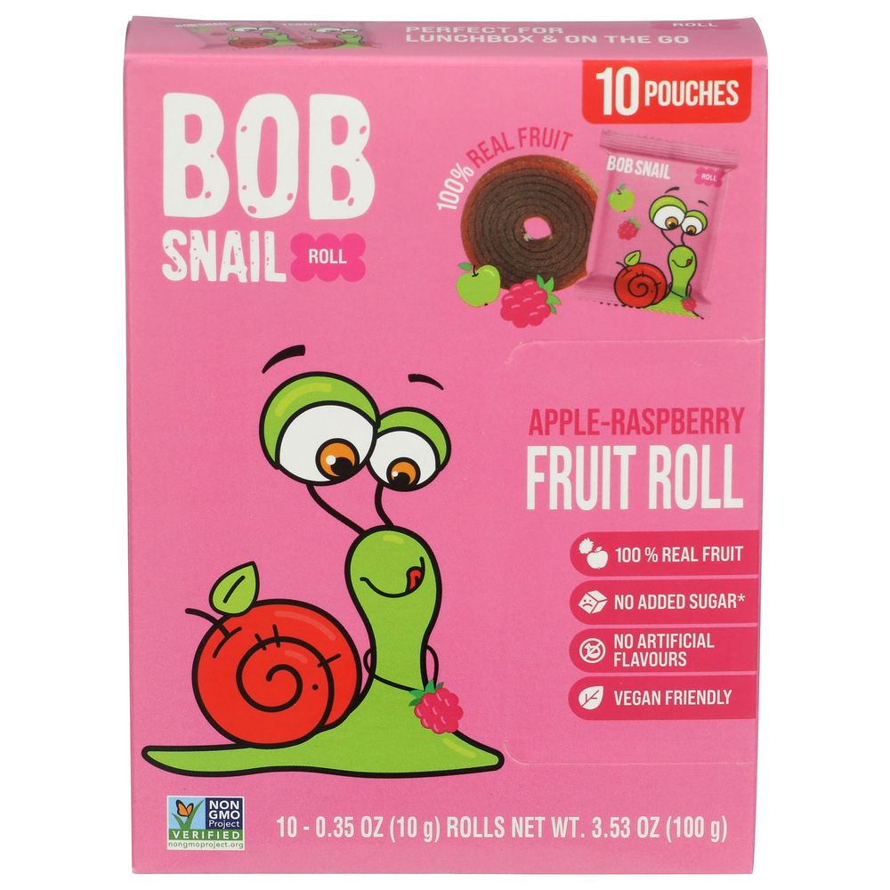 Bob Snail Apple Raspberry Fruit Rolls, 10 count -- 5 per case