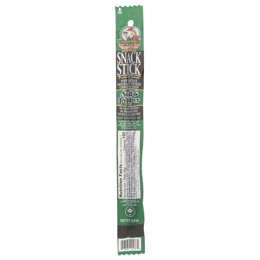 Country Prime Meats Salt and Pepper Snack Stick, 1.4 Ounce -- 25 per case