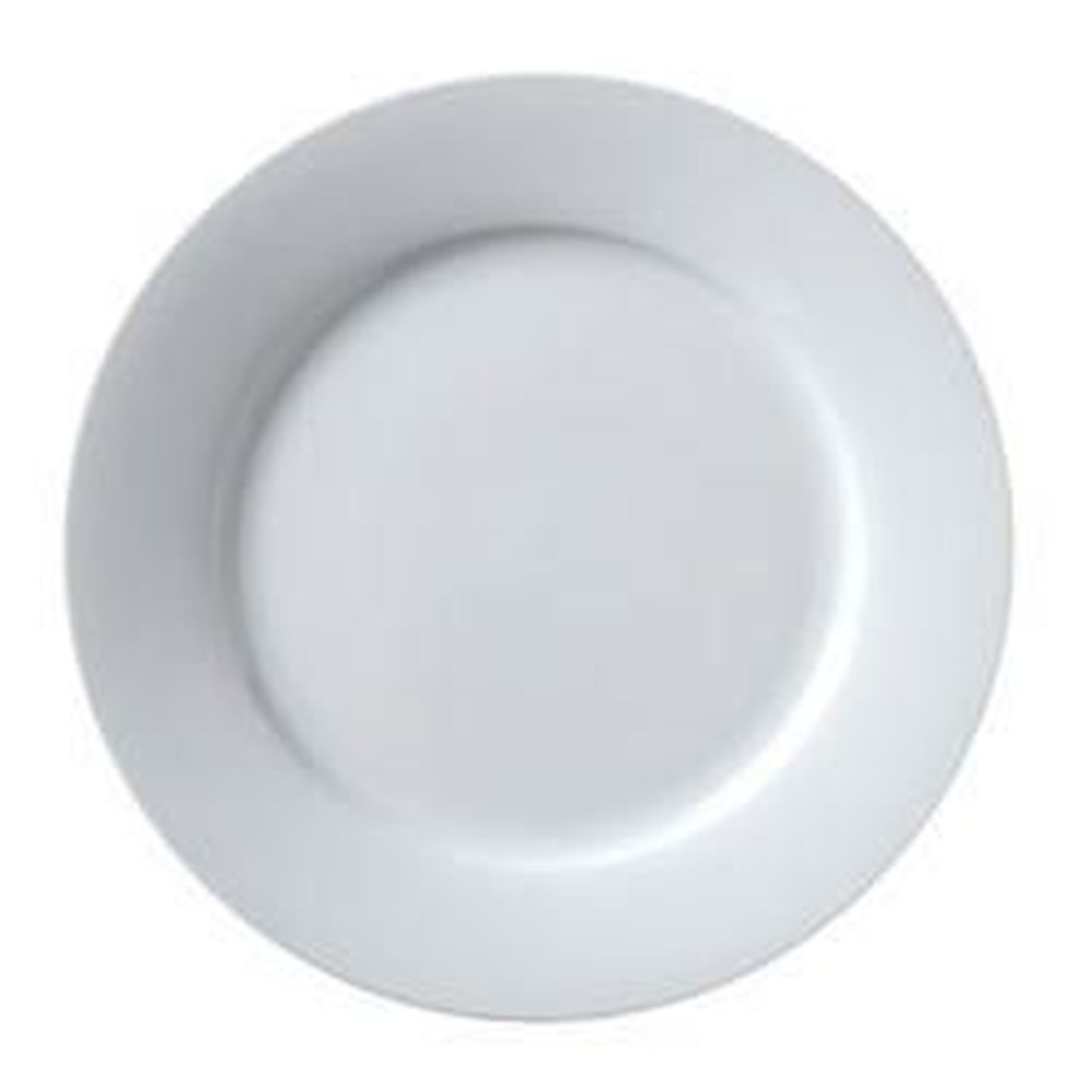 Argyle Porcelain White 12 inch Wide Rim Plate, 12 Count