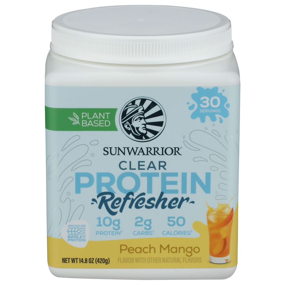 Sunwarrior Peach Mango Plant Based Clear Protein Refresher Powder, 14.8 ...