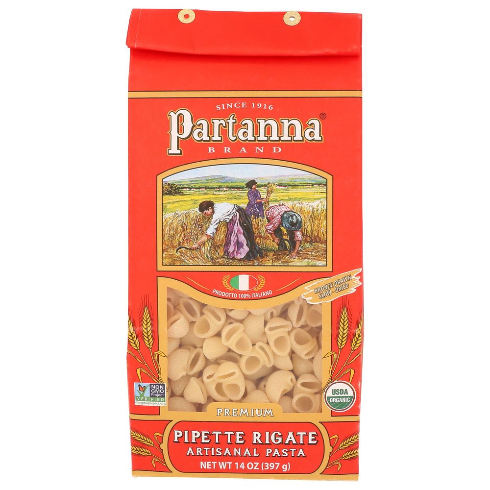 Partanna Organic Pipette Rigate Artisanal Pasta, 14 Ounce -- 6 per case
