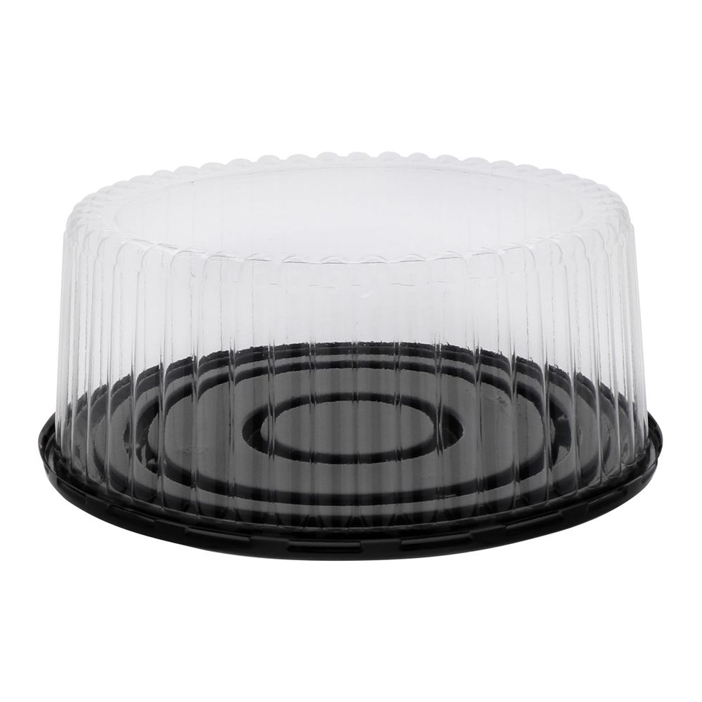 Pactiv Evergreen Tall Fluted Clear 4 inch Dome Lid and 9 inch Black ...