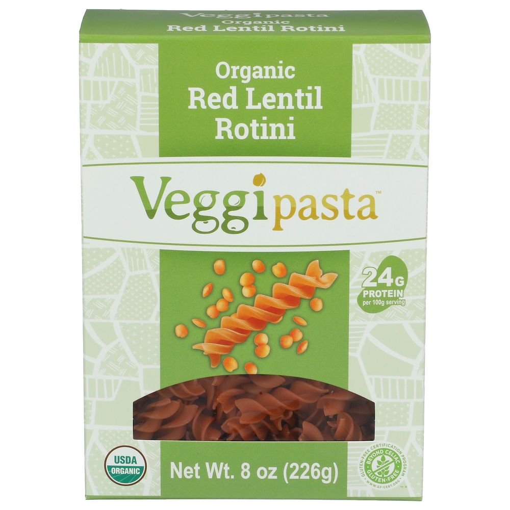 Veggipasta Organic Red Lentil Rotini Pasta, 8 Ounce -- 6 per case
