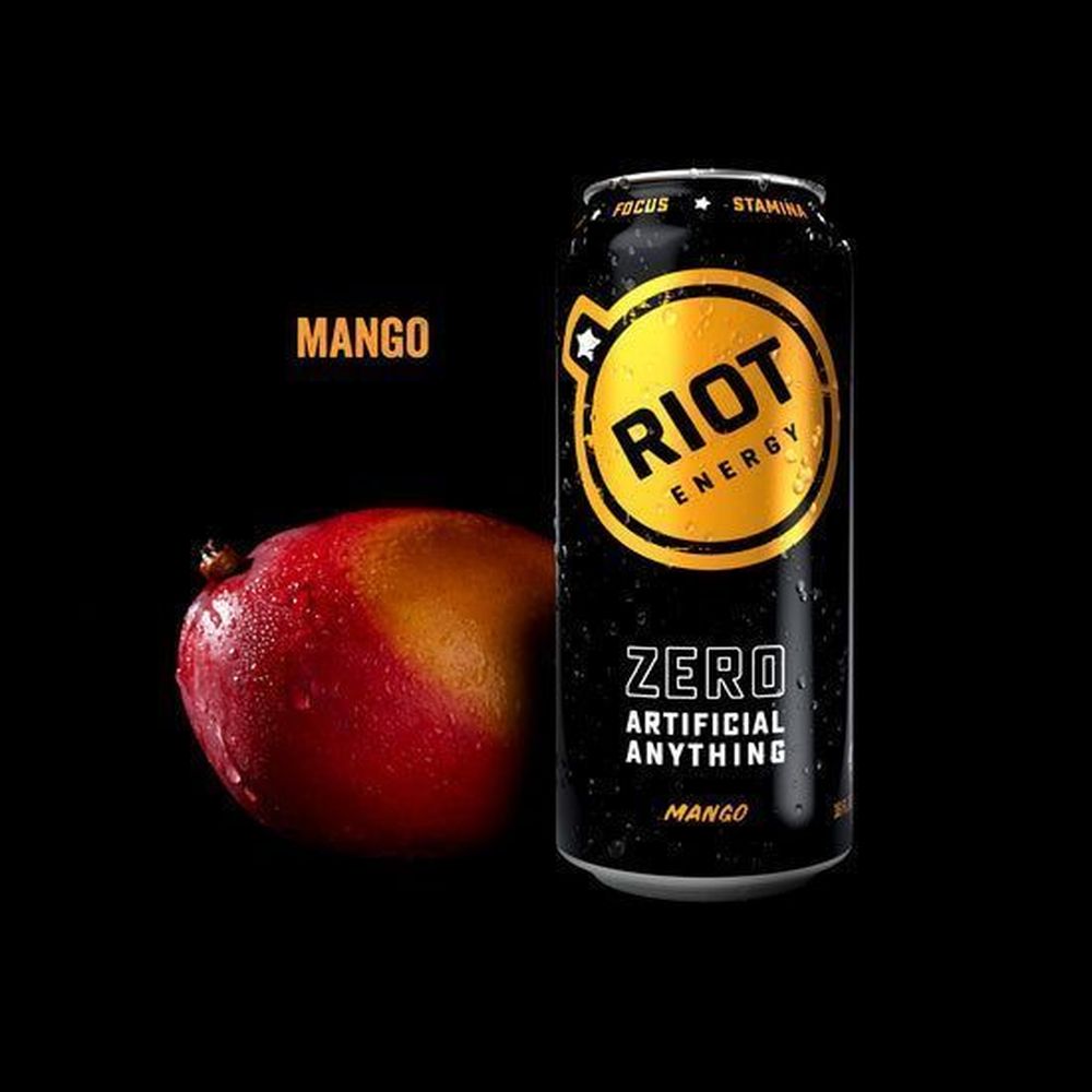 Riot Mango Energy Drink, 16 Fluid Ounce -- 12 per case