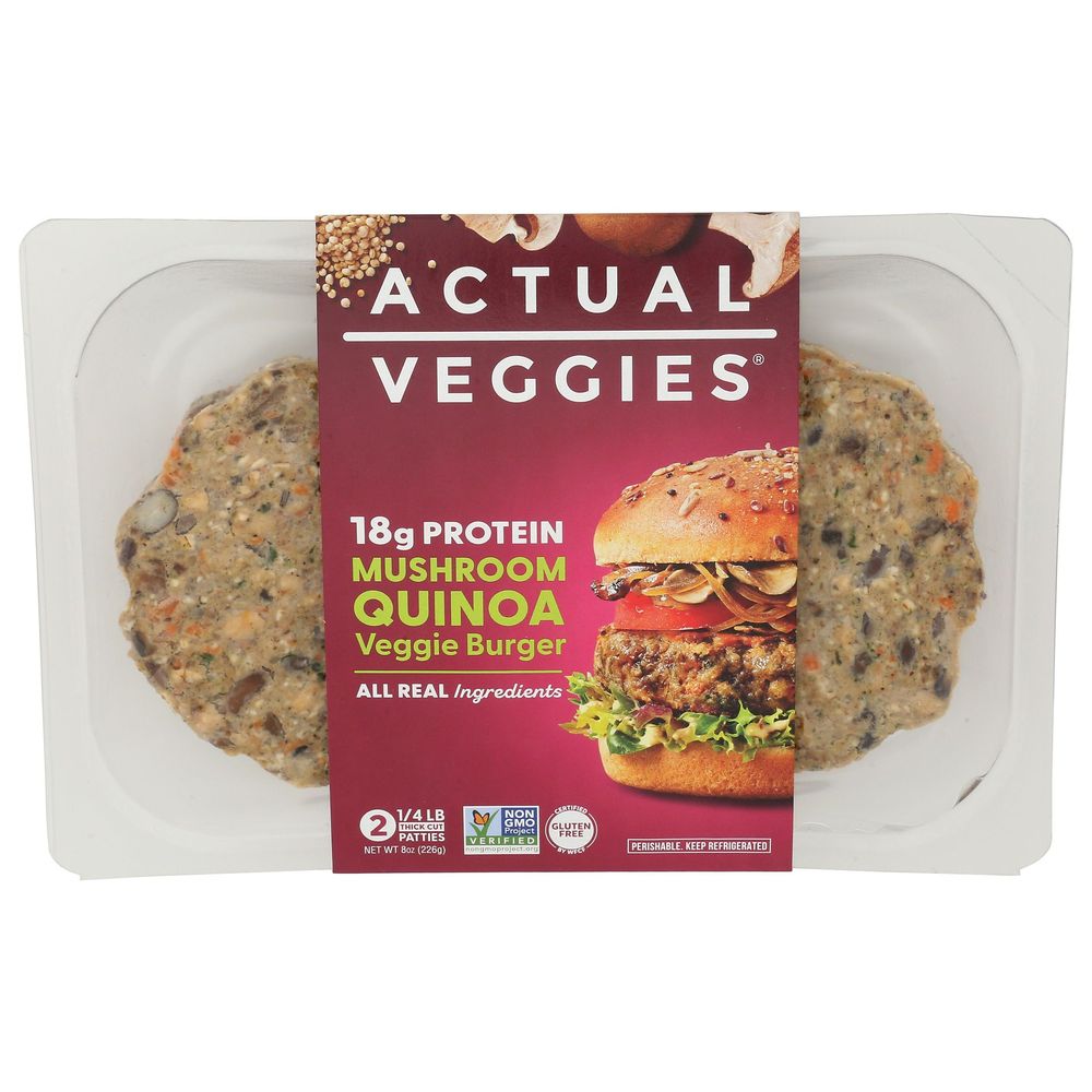 Actual Veggies Mushroom Quinoa Veggie Burger, 8 Ounce -- 6 per case