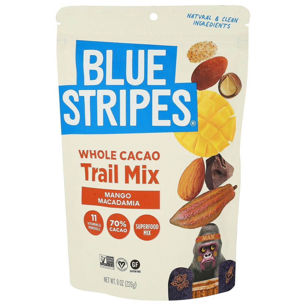 Blue Stripes Mango Macadamia Whole Cacao Trail Mix, 8 Ounce -- 6 per case