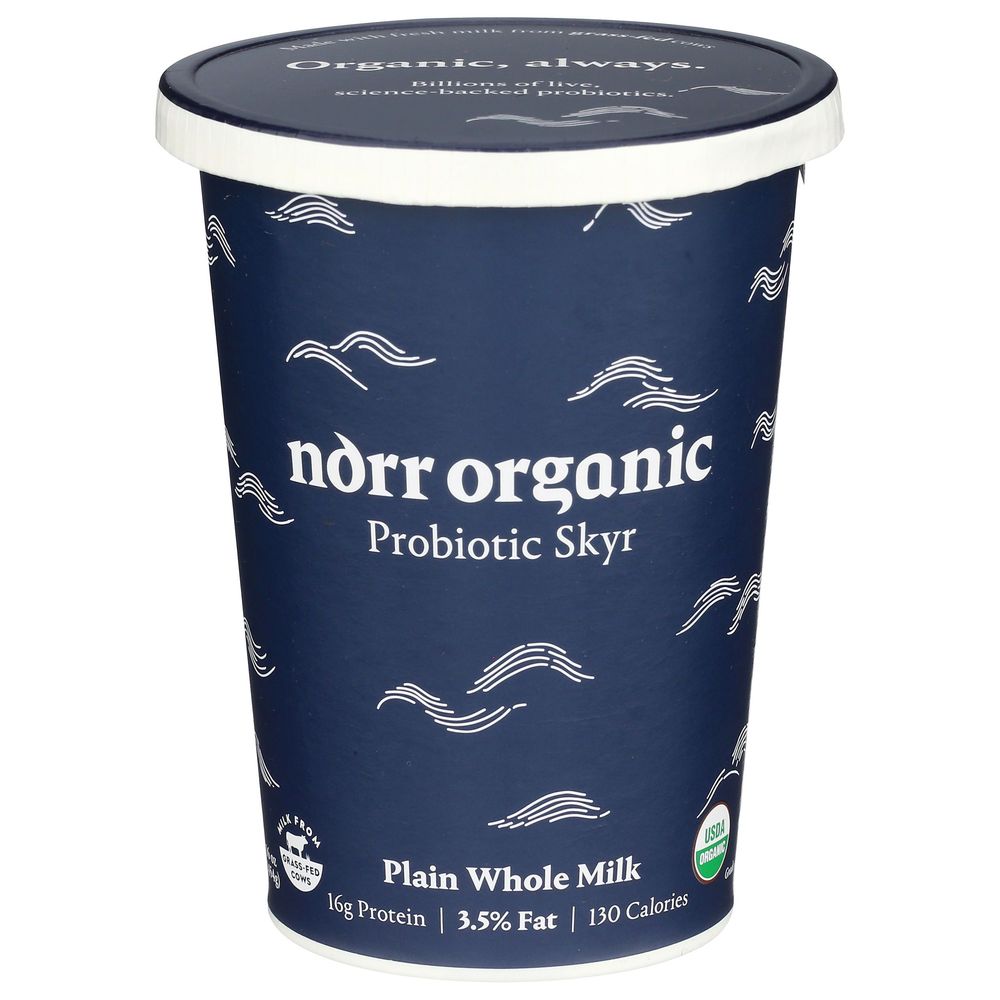 Norr Organic Plain Whole Milk Probiotic Skyr, 16 Fluid Ounce -- 8 per case
