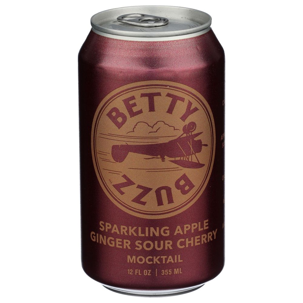 Betty Buzz Sparkling Apple Ginger Sour Cherry Mocktail, 12 Fluid Ounce ...