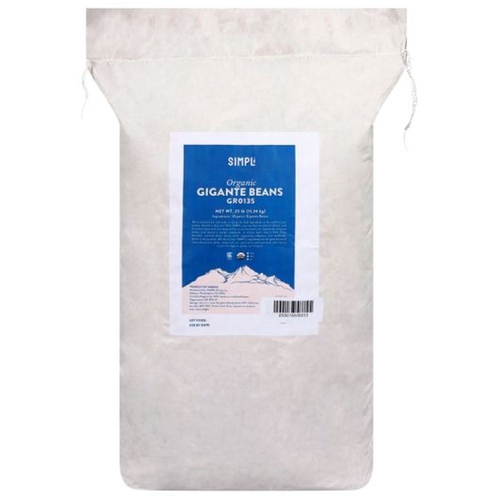 Simpli Organic Gigante Beans - Bulk, 25 Pound