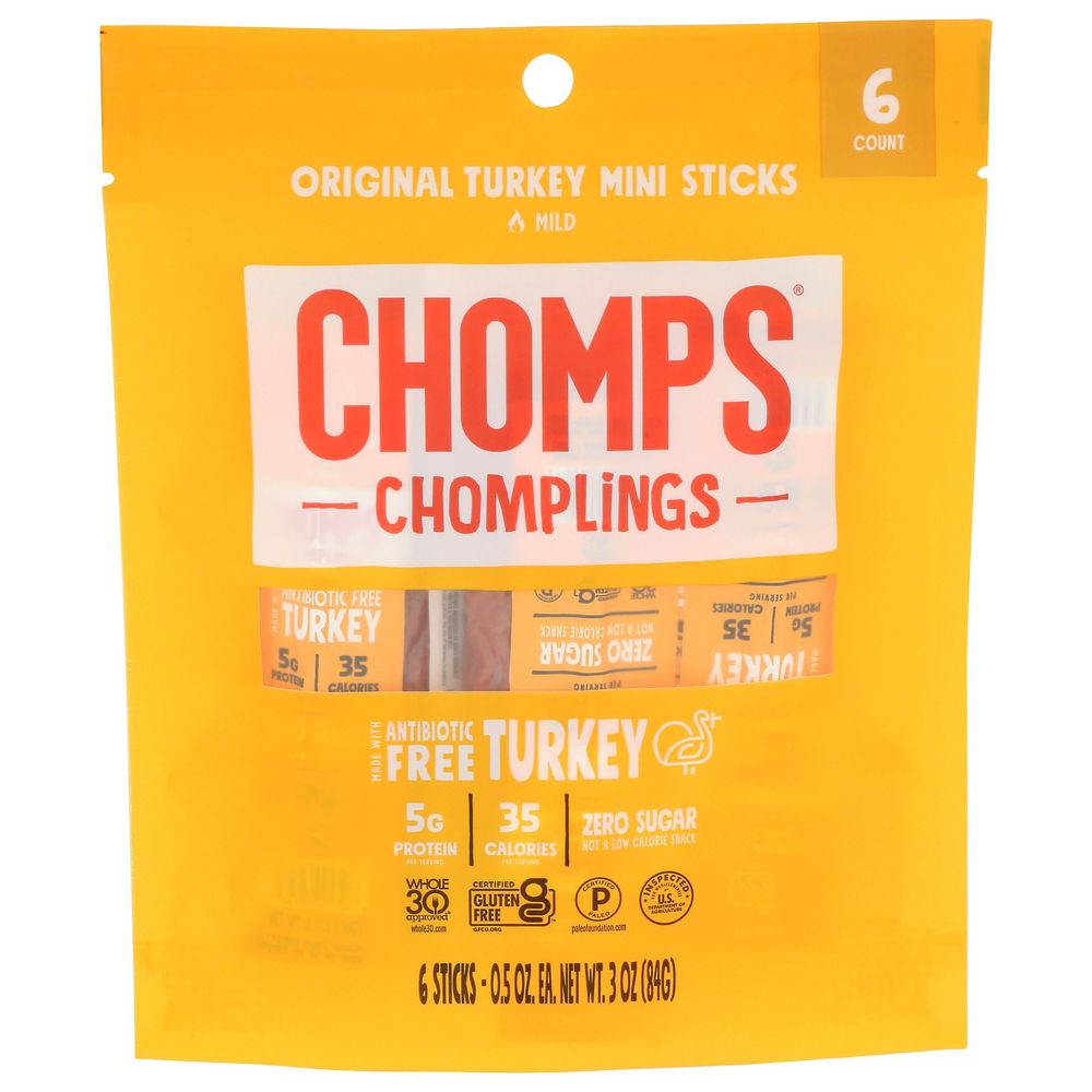 Chomps Mini Mild Original Turkey Sticks, 3 Ounce -- 10 per case