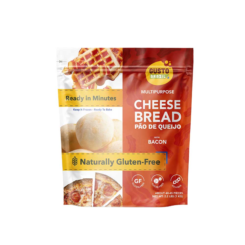Gusto Brazil Gluten Free 22-25 Gram Bacon Cheese Bread Roll - 40-45 ...
