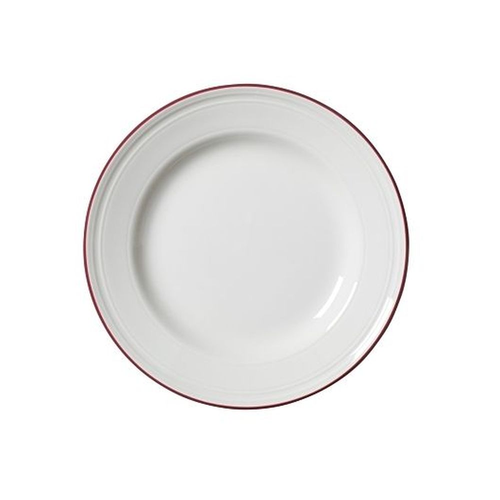 Steelite Bead Band Maroon Alumina Vitrified 8 inch Plate, 12 Count