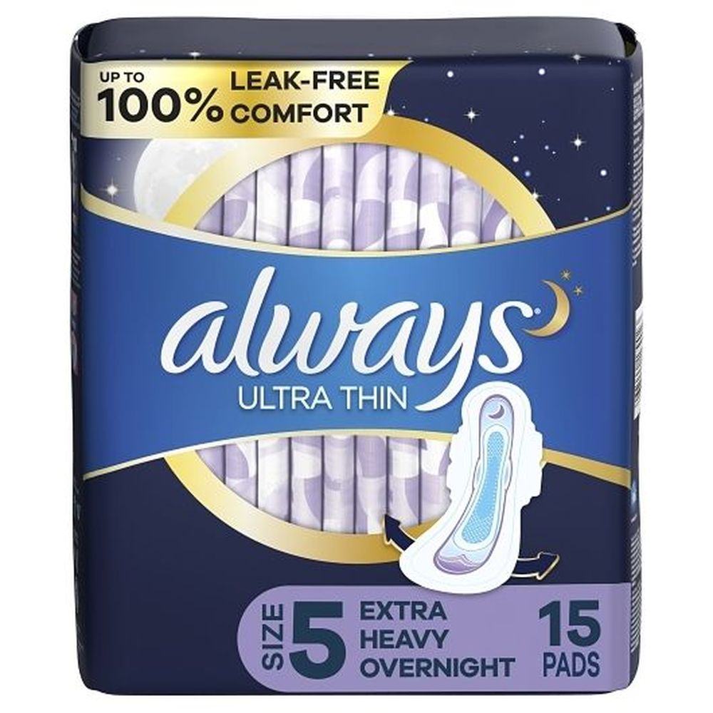 Always Ultra Thin Overnight Wing Pads, 15 Count -- 6 per case