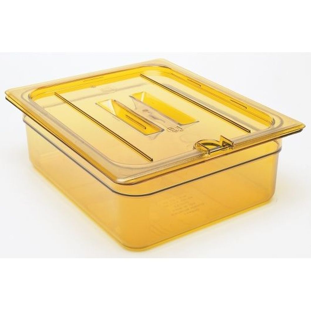 Cambro Amber Half Size Notched Cover with Handle for High Heat H-Pan, 6 ...