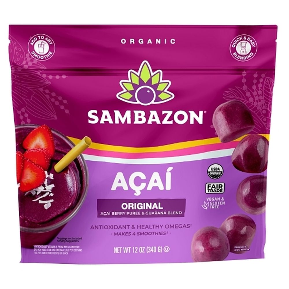 Sambazon Organic Original Acai Berry Puree and Guarana Blend, 12 Ounce ...