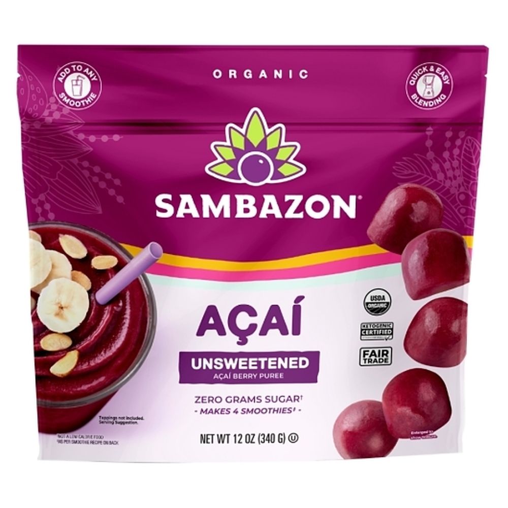 Sambazon Unsweetened Acai Berry Puree, 12 Ounce -- 9 per case