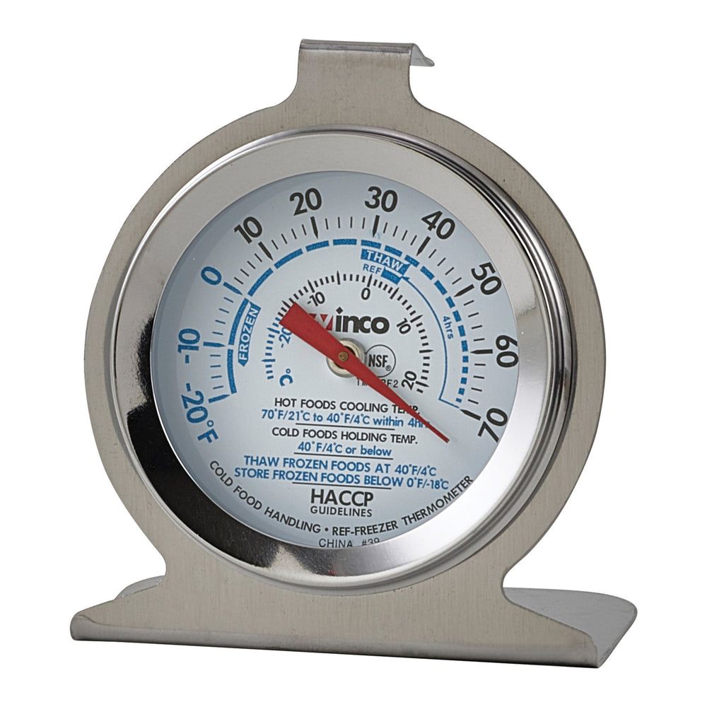 Winco 2 inch Dial Face Refrigerator/Freezer Thermometer, -20-70°F