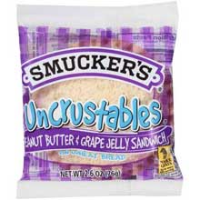 Uncrustables Peanut Butter and Grape Jelly Wheat Bread Sandwich