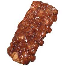 Fully Cooked Flamebroiled Boneless Rib Shaped Pork Patties with Sauce