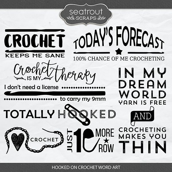 Hooked On Crochet Word Art | Digital Art