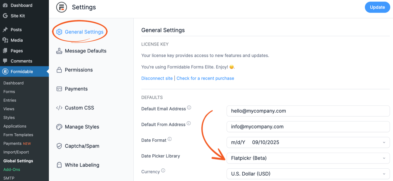 Datepicker Options for Forms - Formidable Forms