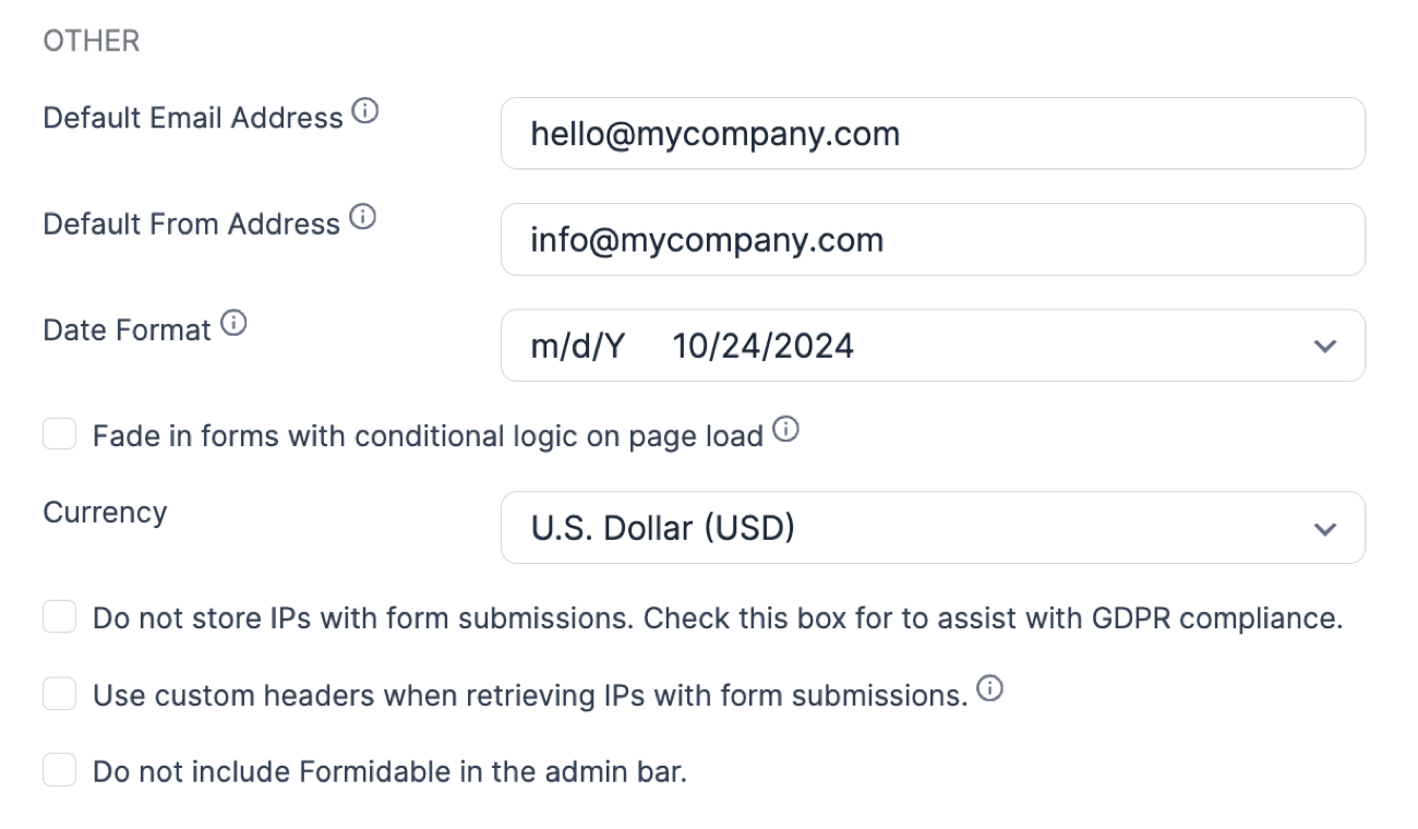 Global Settings Overview - Formidable Forms