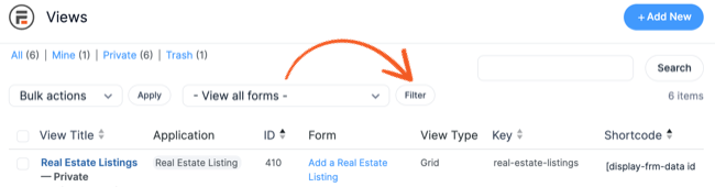 Manage Views - Formidable Forms