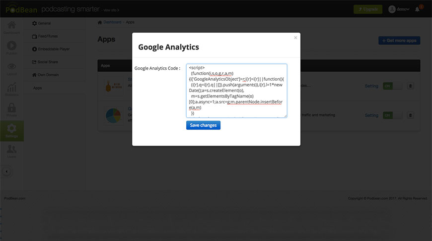 Podcast plugin - Google Analytics | Podbean