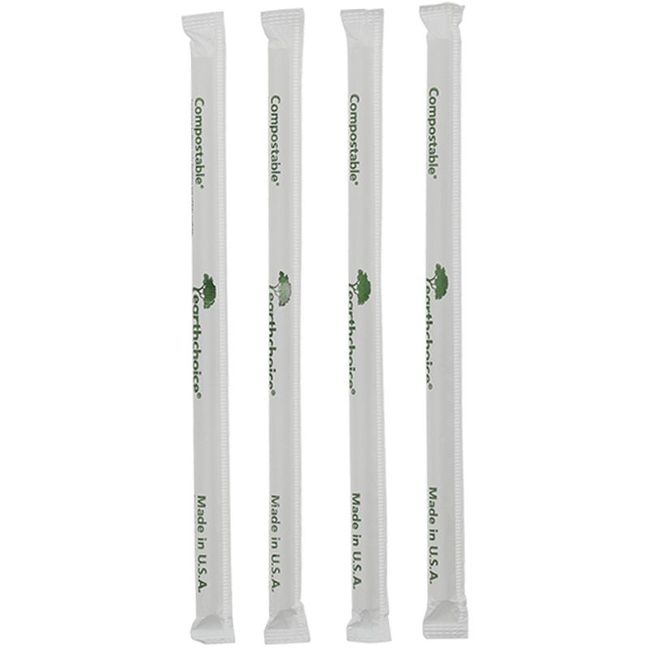 Earthchoice Natural Wrapped Compostable Bio-plastic Giant Straw| 7.75 Inch