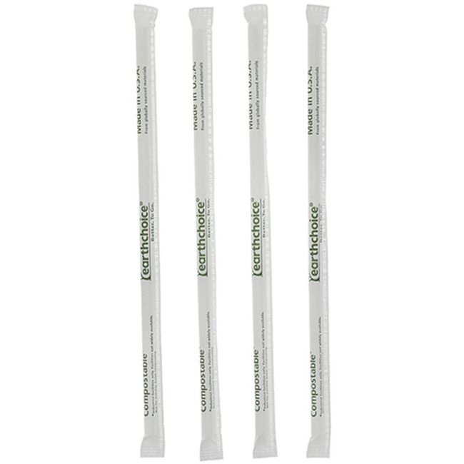 Natural Wrapped Compostable Bio-Plastic Jumbo Straw, 7.75 inch ...