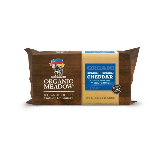 Organic Meadow Organic Medium Cheddar Cheese| 340 Gram
