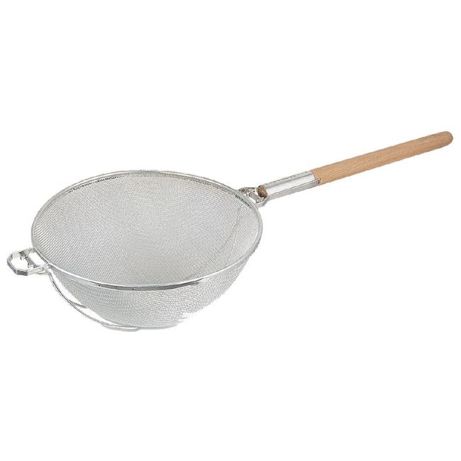 Double Mesh Heavy Duty Strainer with Wood Handle, 14 inch ...